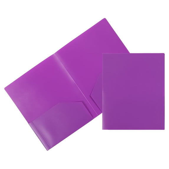 JAM Paper Heavy Duty Plastic Two Pocket Presentation Folders, Purple ...