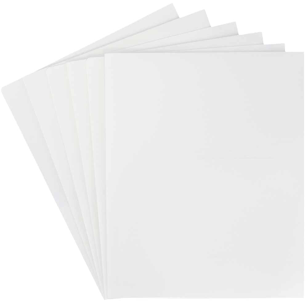 JAM Paper Heavy Duty Plastic Two Pocket Presentation Folders, White, 6 ...