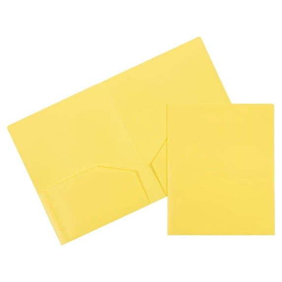 JAM Paper Heavy Duty Plastic Two Pocket Presentation Folders, Yellow ...