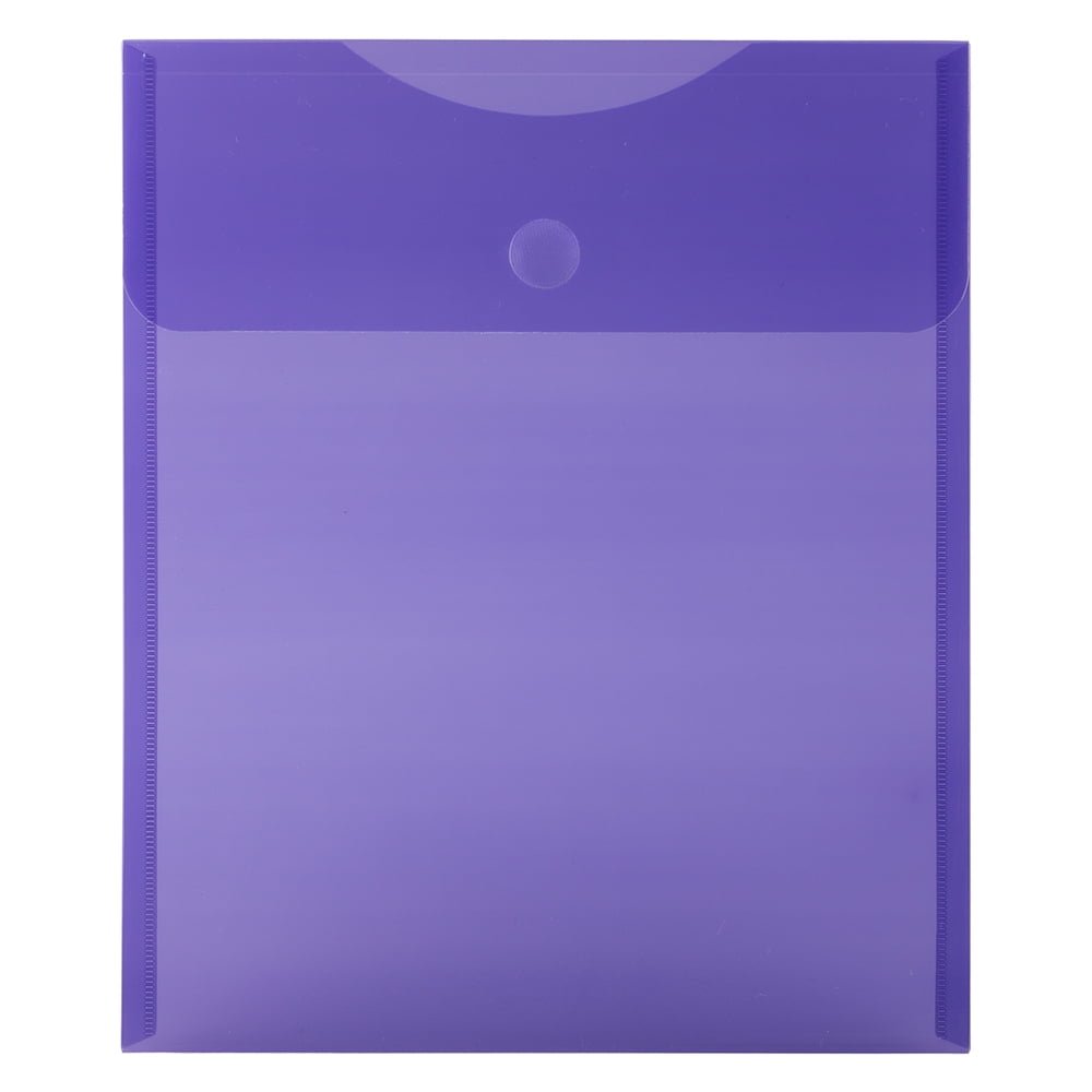 JAM Paper Hook & Loop Plastic Envelopes, 9 3/4 x 11 1/2, Purple, 12 per ...