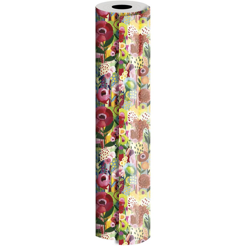 JAM Paper Industrial Bulk Wrapping Paper, 1/Pack, Floral Collage Gift ...