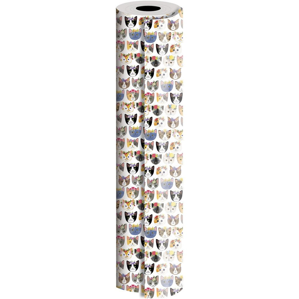 JAM Paper Industrial Bulk Wrapping Paper, 1/Pack, Kitty Cats Gift Wrap ...