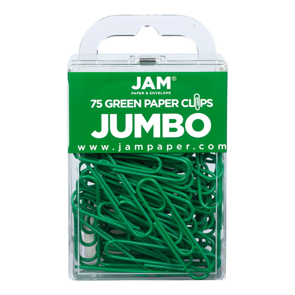 JAM Paper Jumbo Paper Clips, Green, 75/Pack, Large - Walmart.com