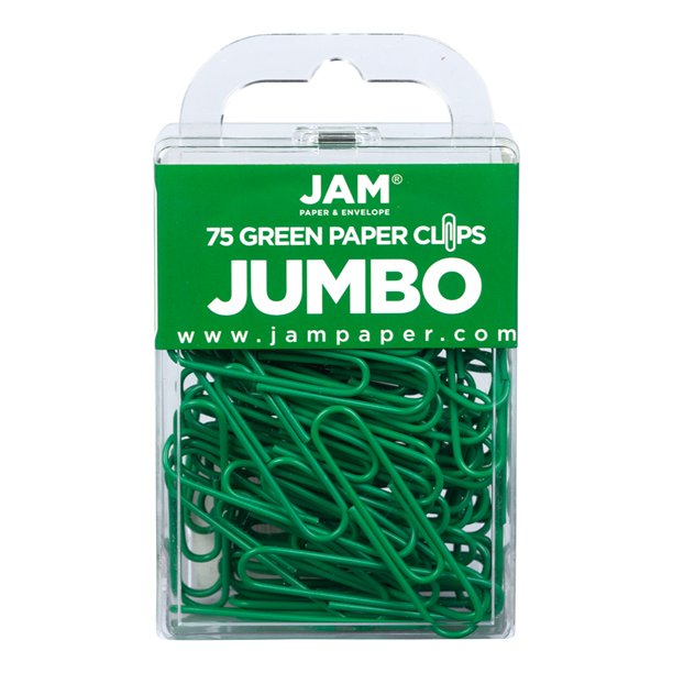 JAM Paper Jumbo Paper Clips, Green, 75/Pack, Large - Walmart Business ...