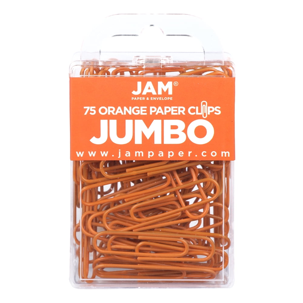 JAM Paper Jumbo Paper Clips, Orange, 75/Pack, Large - Walmart.com