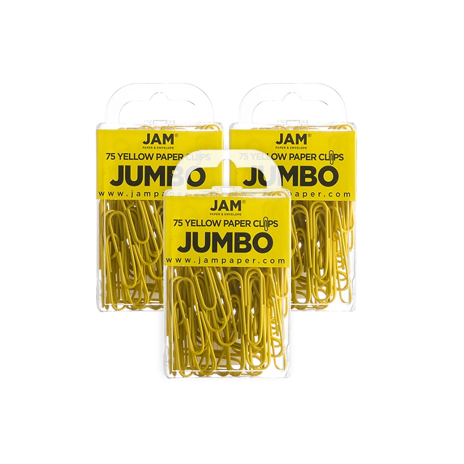 JAM Paper Jumbo Paper Clips Yellow 3 Packs of 75 (42182236B) - Walmart.com