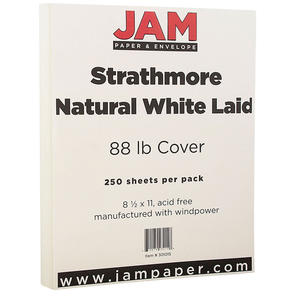JAM Paper Laid Cardstock, 8.5 x 11, Natural White, 250 per Pack, 88lb ...