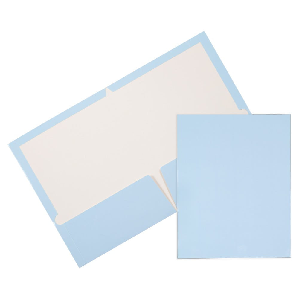 JAM Paper Laminated Two Pocket Glossy Folders, Baby Blue, 3/Pack ...