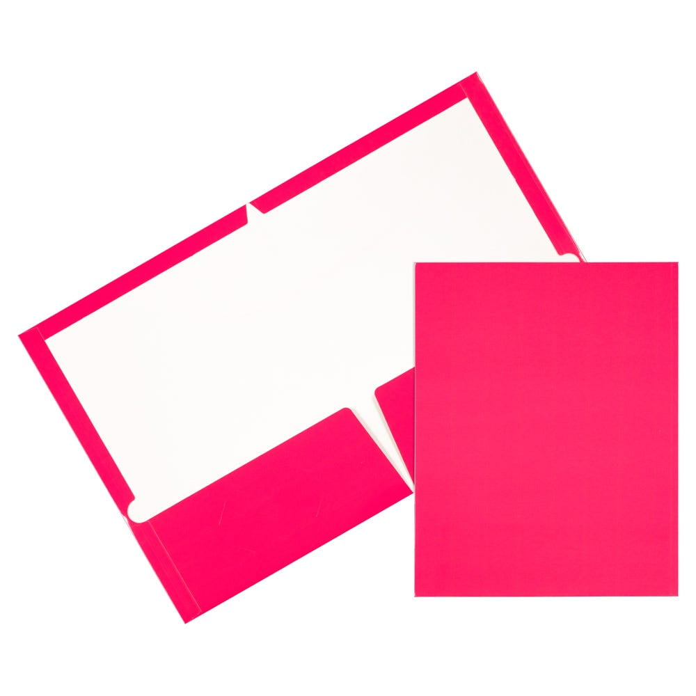 JAM Paper Laminated Two Pocket Glossy Folders, Fuchsia Hot Pink, 3/Pack ...