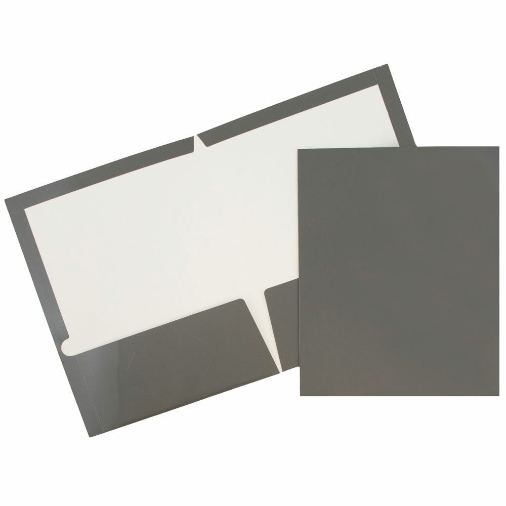 JAM Paper Laminated Two Pocket Glossy Folders, Grey, 3/Pack - Walmart.com