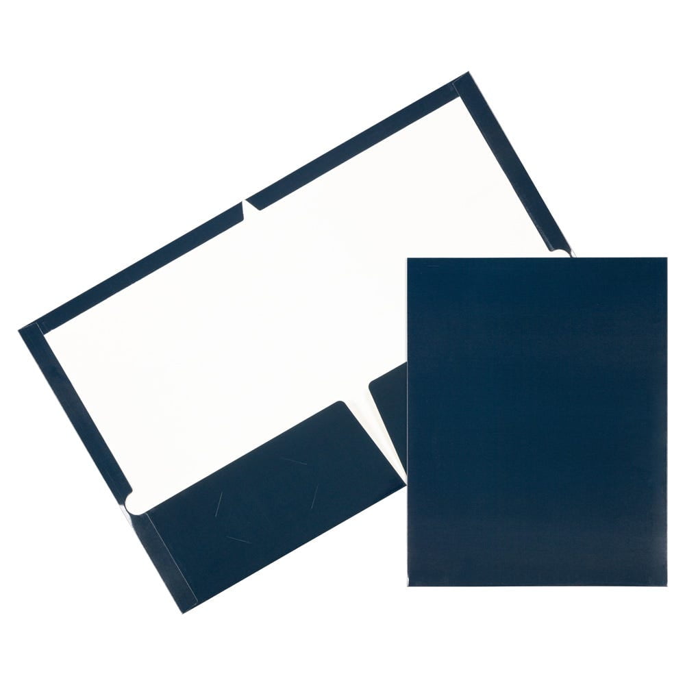 JAM Paper Laminated Two Pocket Glossy Folders, Navy Blue, 3/Pack ...