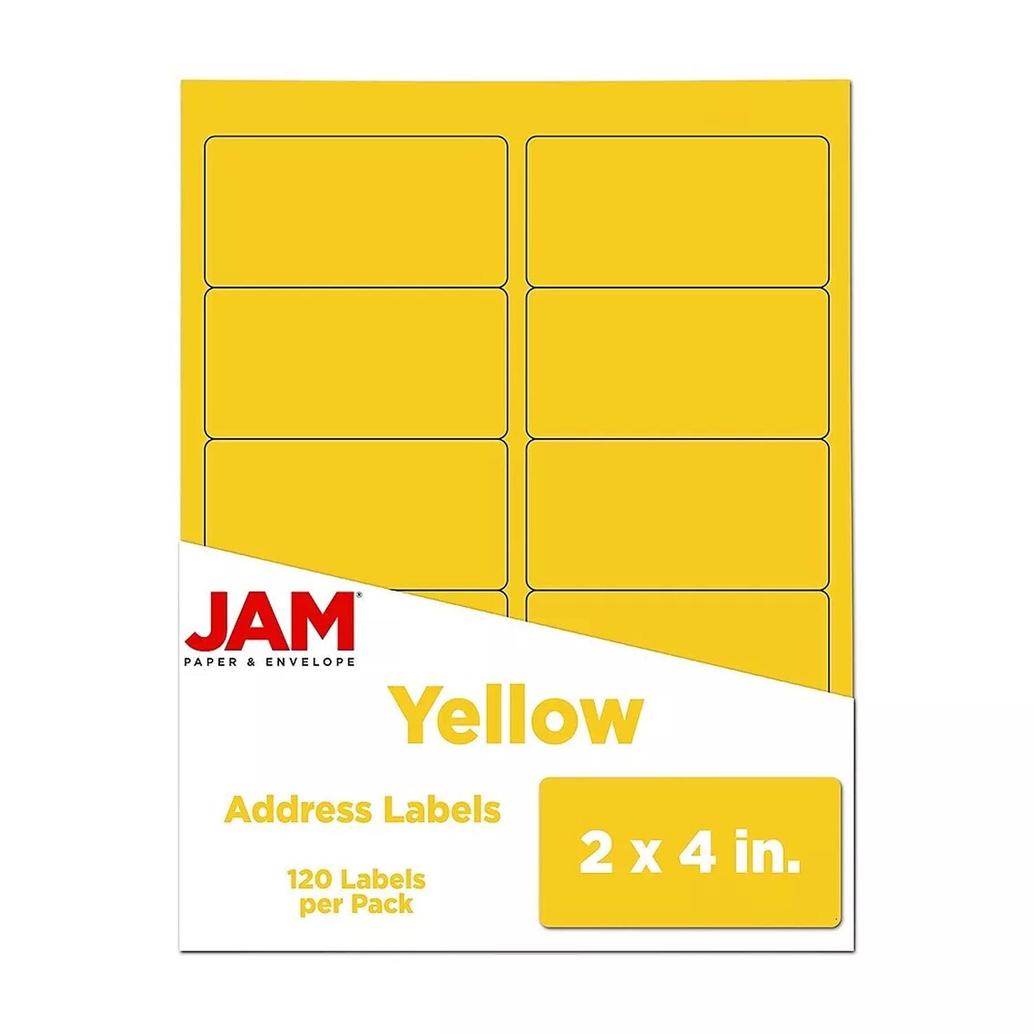 JAM Paper Laser/Inkjet Shipping Address Labels 2" x 4" Yellow 10 Labels ...