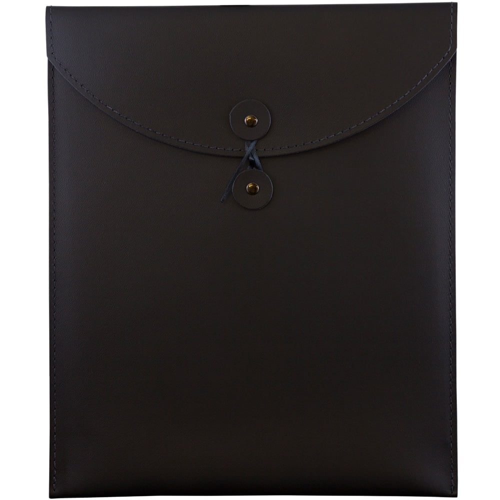 JAM Paper Leather Portfolio Envelope, 9.5x12.5, 1/Pack, Black, Button ...