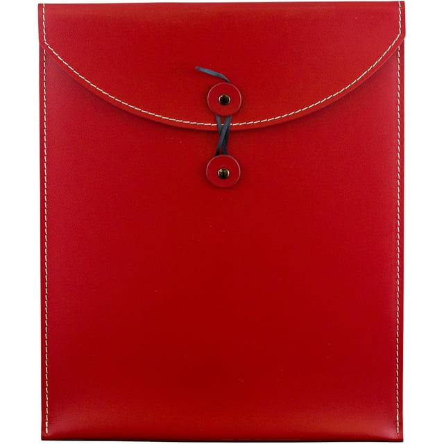 JAM Paper Leather Portfolio Envelope, 9.5x12.5, 1/Pack, Red, Button ...