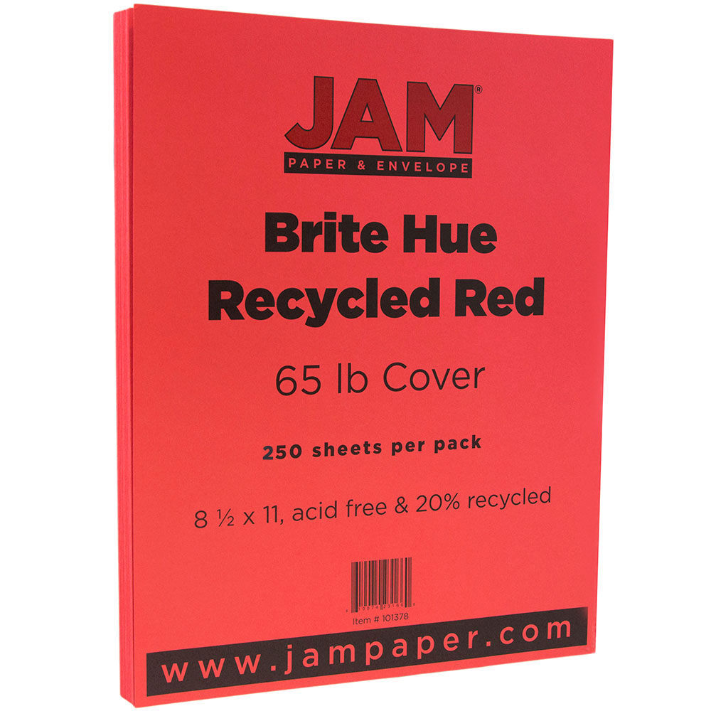 JAM Paper Letter Cardstock, 8 1/2 x 11, 65lb Red, 250 per Pack ...