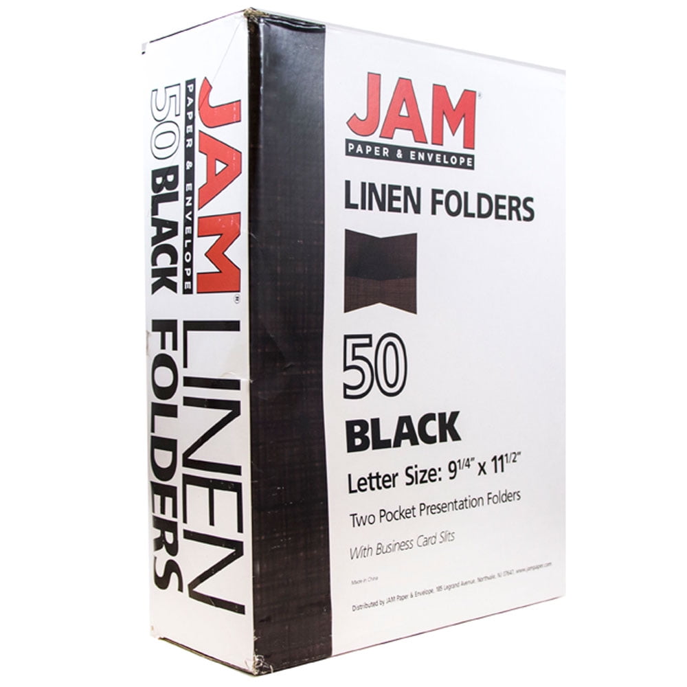 JAM Paper Linen Two Pocket Folders, Black, 50 per Pack - Walmart.com