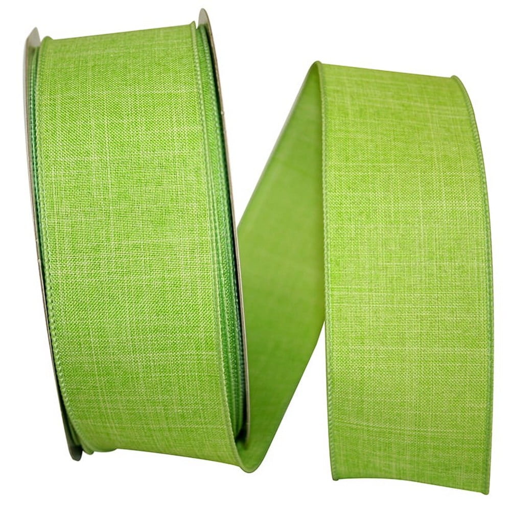 JAM Paper Linen Wired Ribbon, 2.5 In x 50 Yards, 2/Pack, Lime Green ...