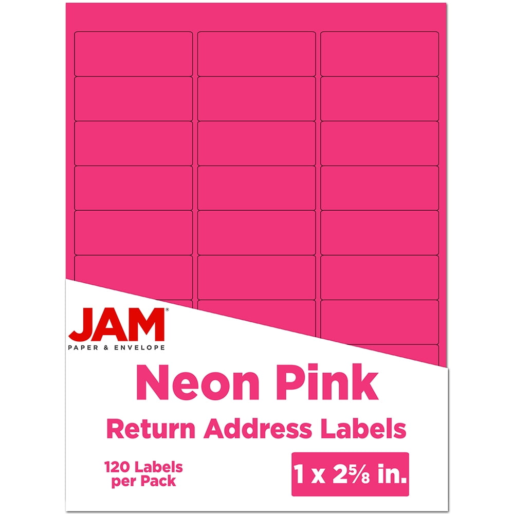JAM Paper Mailing Address Labels, 1 x 2 5/8, 120/Pack, Neon Pink ...