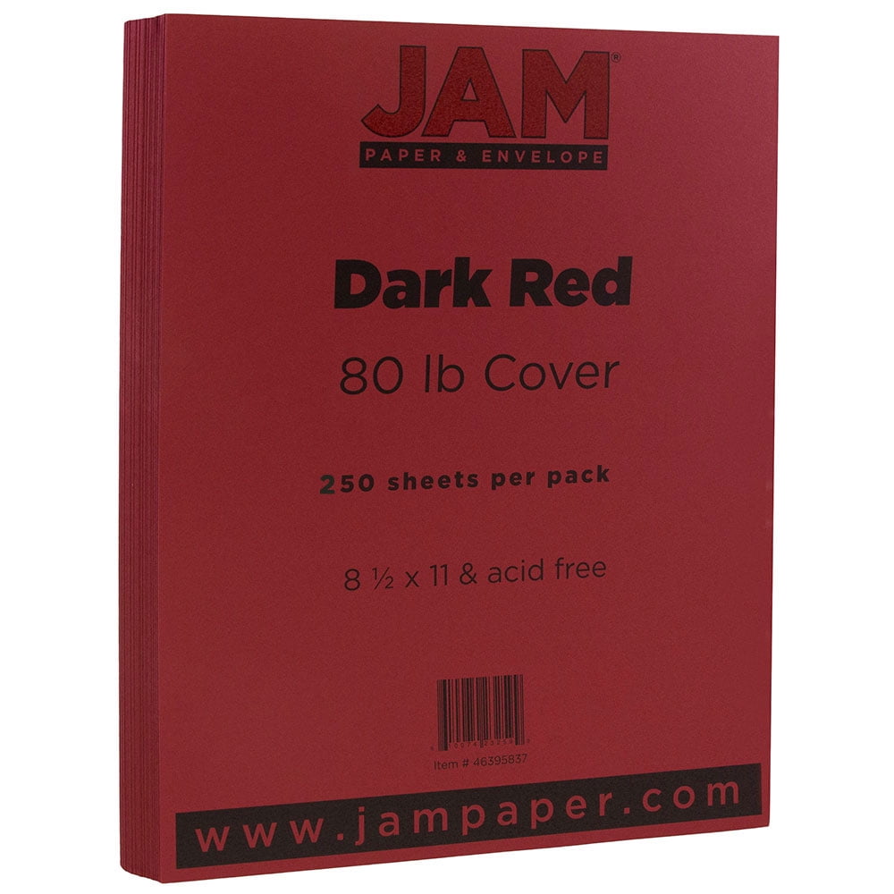 JAM Paper Matte 80lb Cardstock, 8 1/2 x 11, Dark Red, 250 /Ream ...