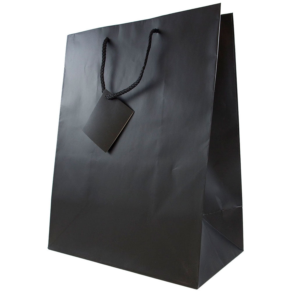 JAM Paper Matte Gift Bags, 10 x 13 x 5, Black, 100/Pack, Large ...
