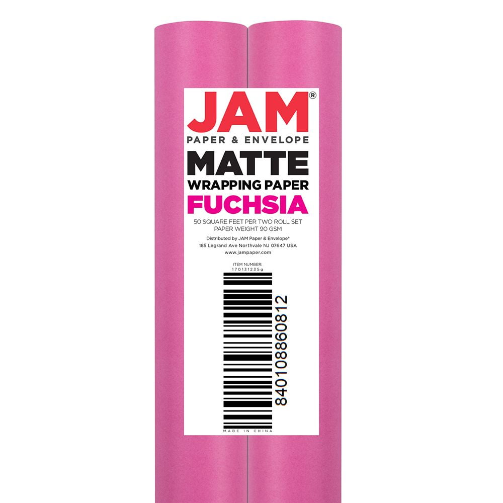 JAM Paper Matte Wrapping Paper, 25 Sq ft, Fuchsia Pink, 2 Rolls ...