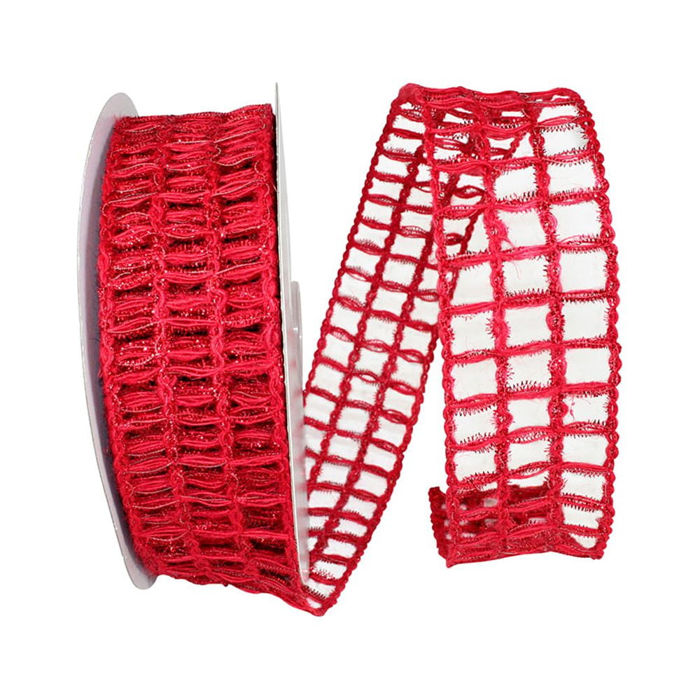 JAM Paper Mesh Christmas Red Jute Ribbon, 20yd x 2.5in, 1/Pack ...