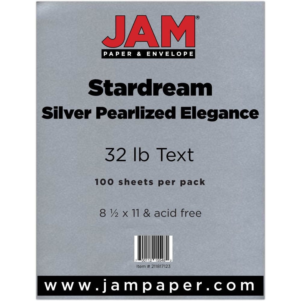 JAM Paper® Metallic Paper, 8.5" x 11", 32lb Silver Pearlized Elegance ...