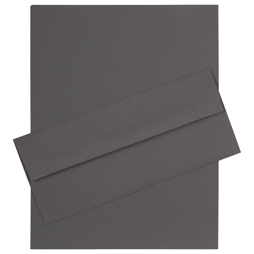 JAM Paper No. 10 Business Stationery Set, 4 1/8 x 9 1/2, Dark Grey, 50 ...