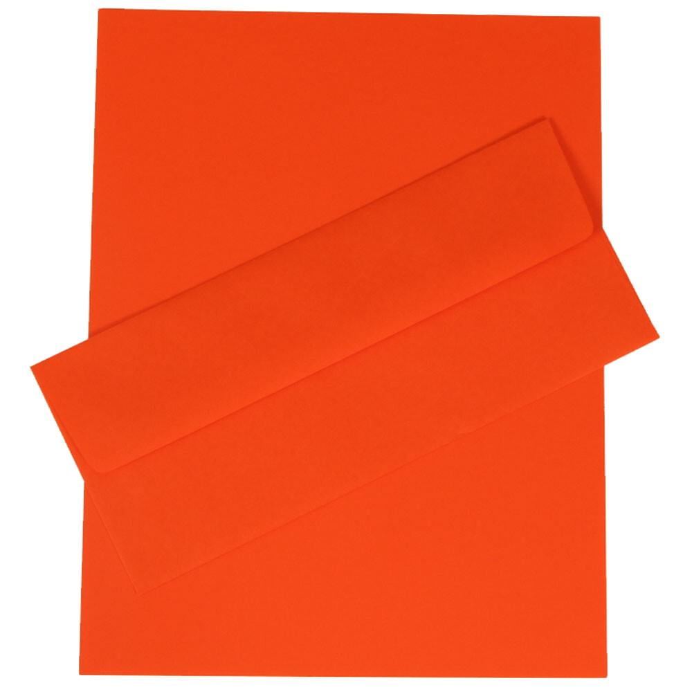 JAM Paper No. 10 Business Stationery Set, 4 1/8 x 9 1/2, Orange, 100 ...