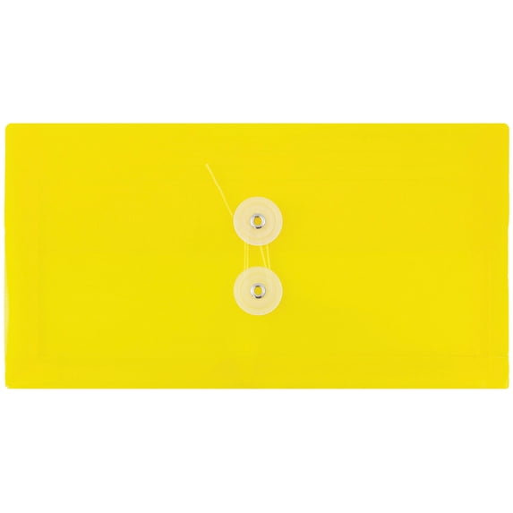 JAM Paper No. 10 Plastic Envelopes, 5 1/4 x 10, Yellow, Button String ...
