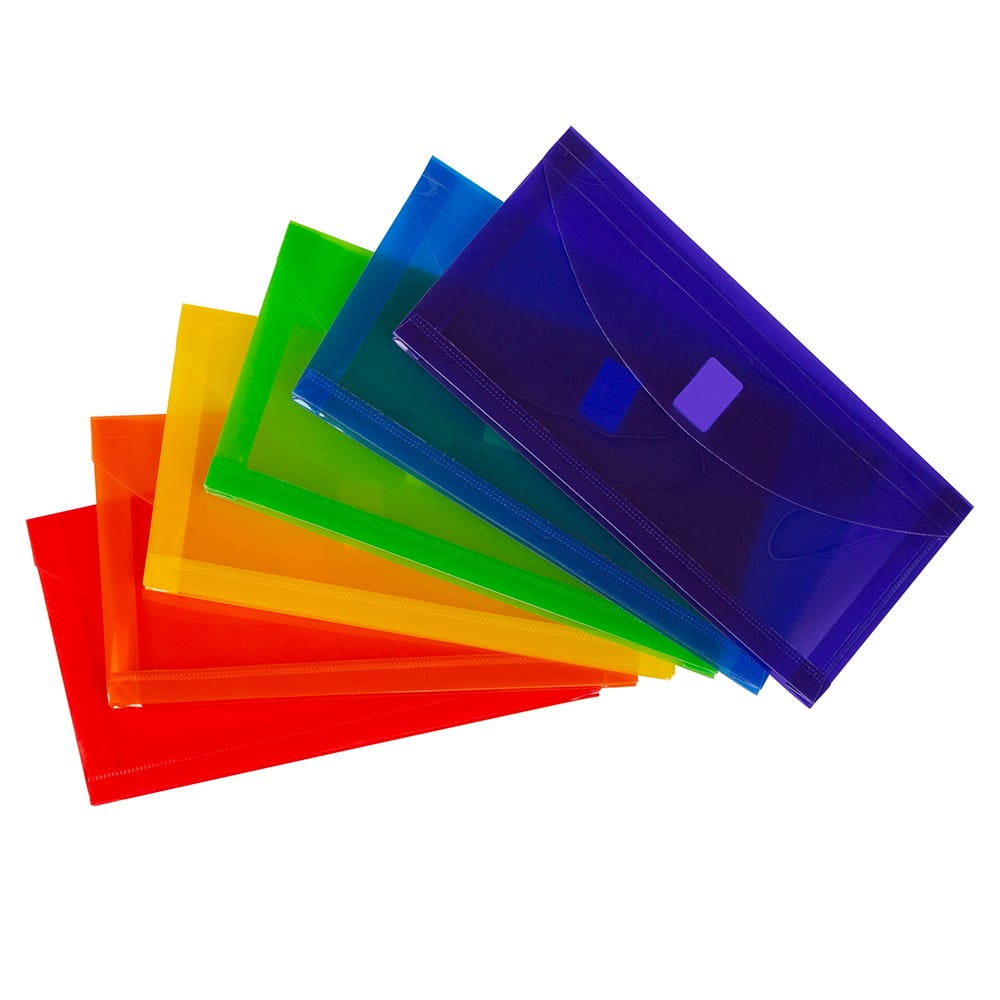 JAM Paper No. 10 Plastic Envelopes, 5 1/4 x 10 x 1, Assorted, Button ...