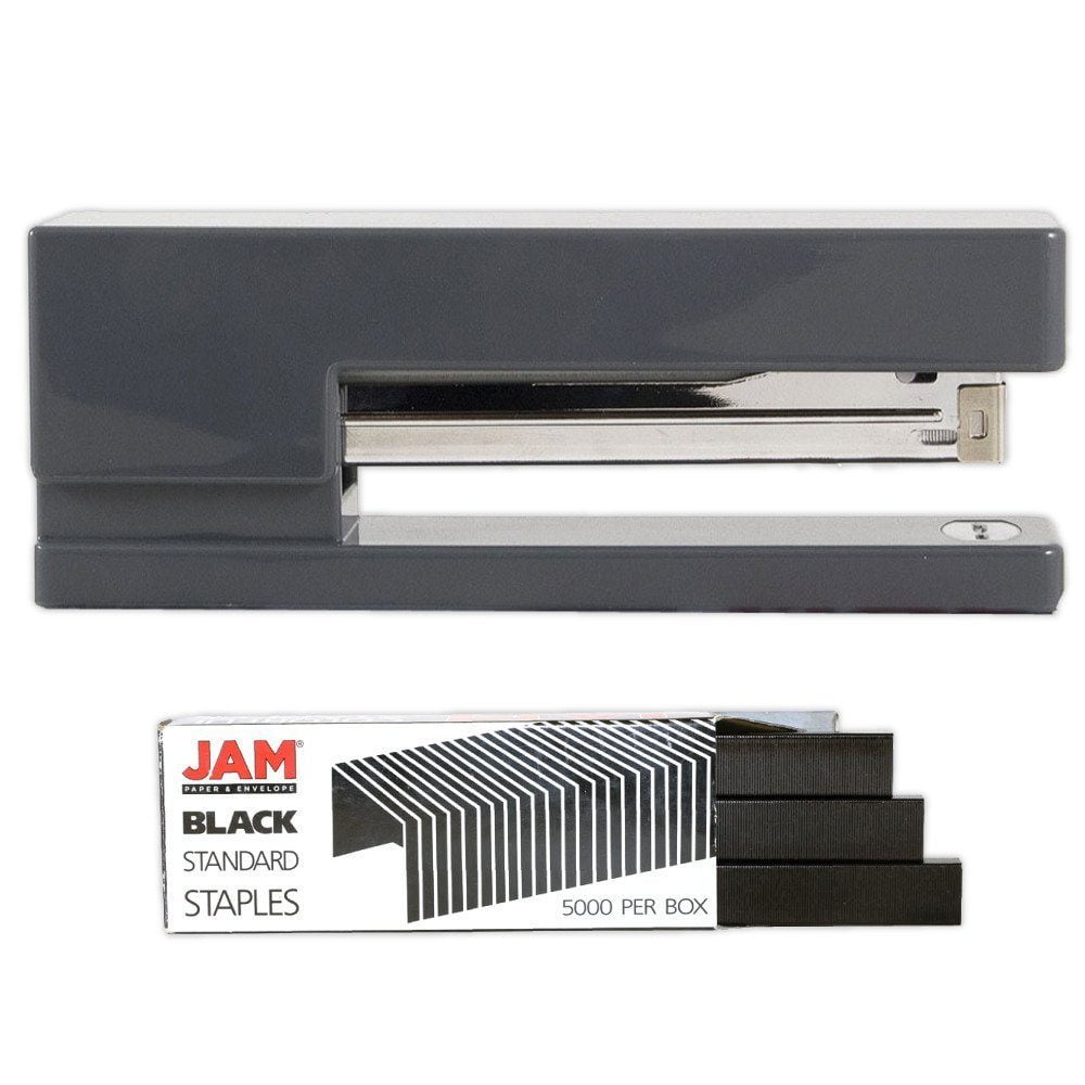 JAM Paper Office & Desk Set, 1 Gray Stapler & 1 Black Staples, 2 Pack ...