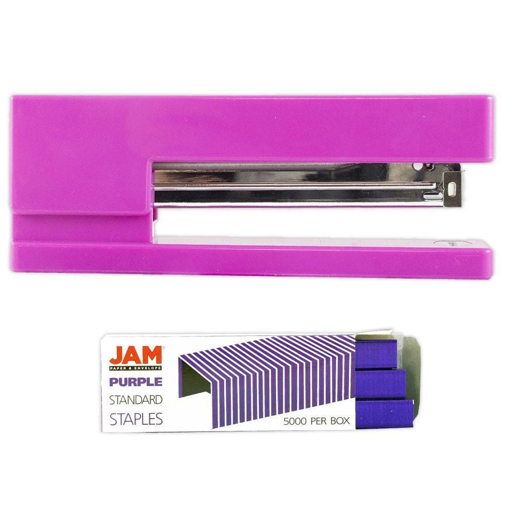JAM Paper Office & Desk Set, 1 Pink Stapler & 1 Purple Staples, 2 Pack ...