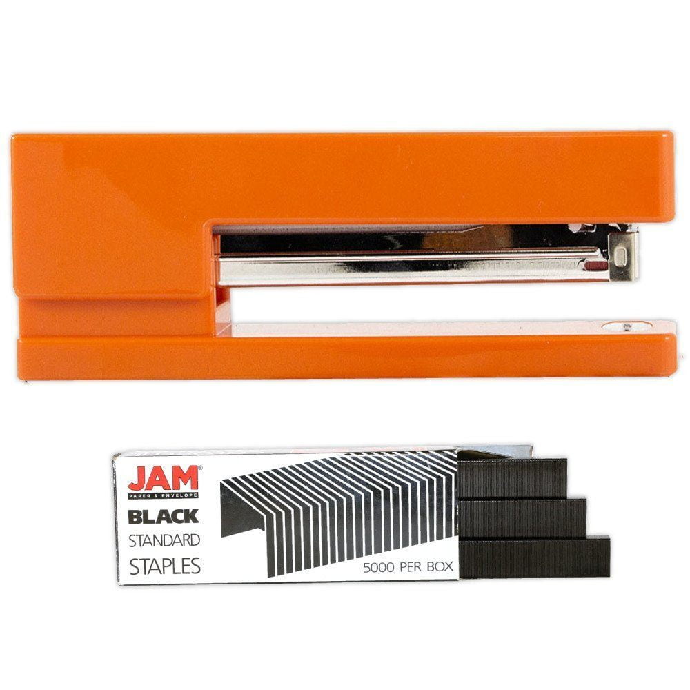 JAM Paper Office & Desk Set, 2/Pack, 1 Orange Stapler & 1 Black Staples ...
