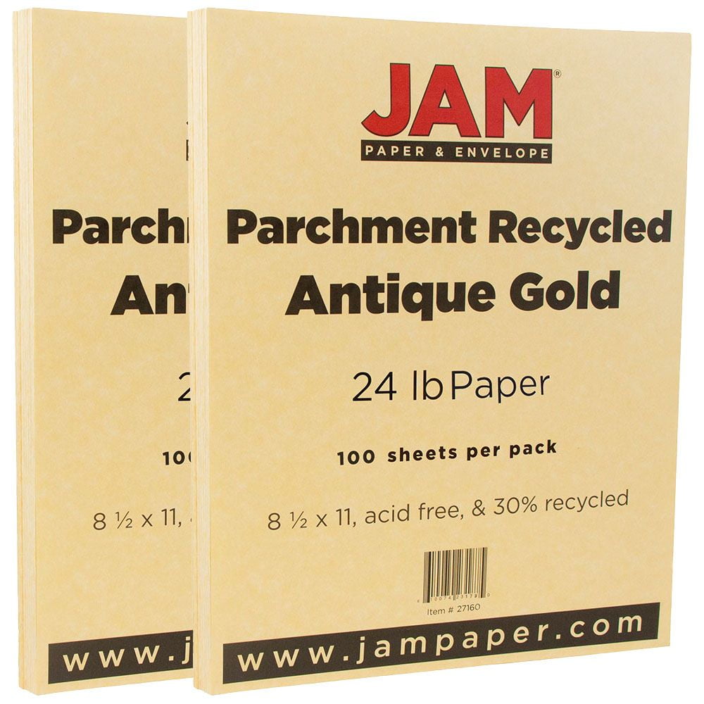 JAM Paper Parchment, 8 1/2 x 11, Antique Gold Parchment, 24lb, 2 packs ...