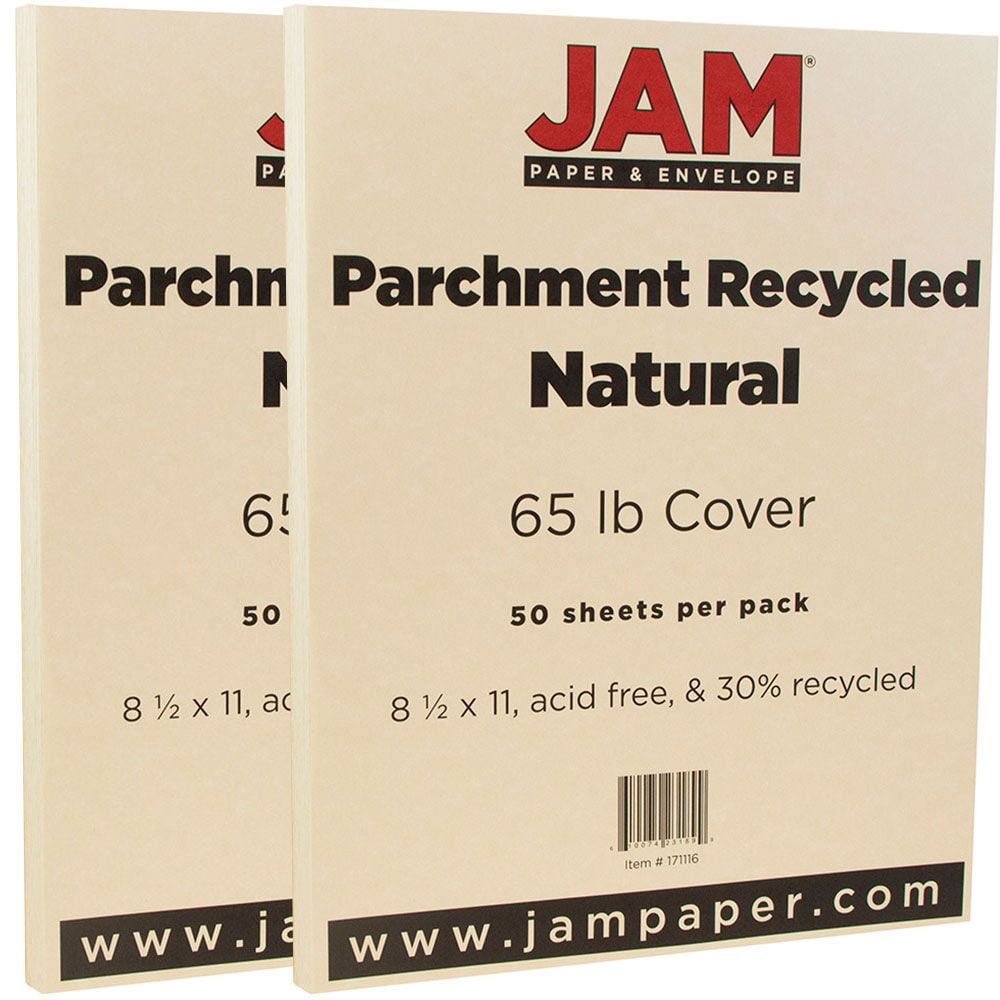 JAM Paper Parchment, 8 1/2 x 11, Natural Parchment, 65lb, 2 packs of 50 ...