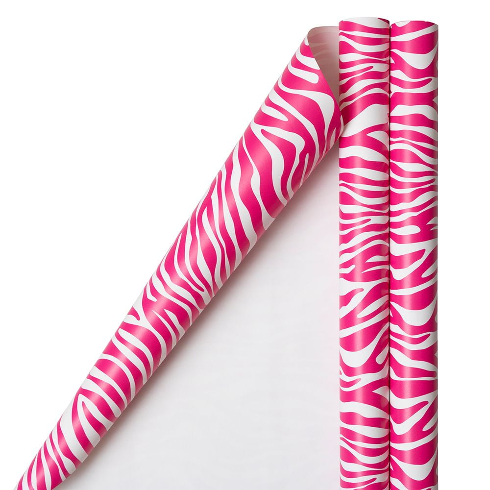 JAM Paper Pink & White Zebra Wrapping Paper, 50 Sq ft. Total, 2 per ...