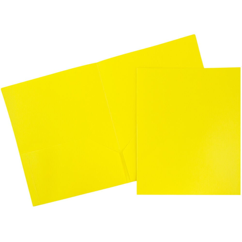 JAM Paper Plastic 2 Pocket POP Folders, School Folders, Yellow, Bulk 48 ...