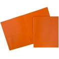 JAM Paper Plastic 2 Pocket School POP Folders, Orange, Bulk 96/pack ...