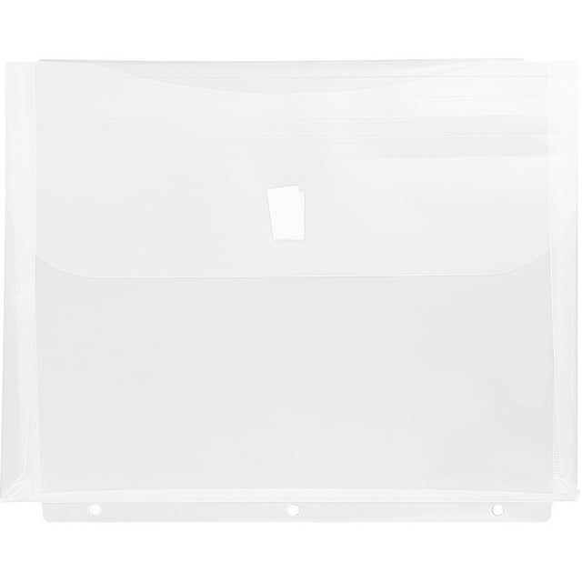 JAM Paper Plastic 3 Hole Binder Envelopes 9 1/2 x 11 1/2, Clear, 12 per ...