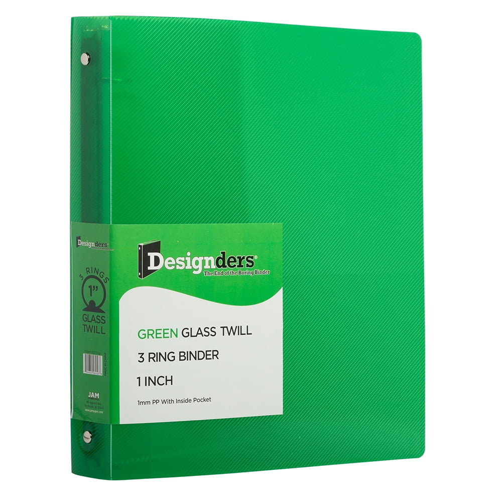 JAM Paper Easy-to-Clean Plastic Binder, 1 inch, 3 Metal Rings, Green, 1 ...