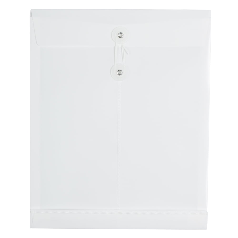 JAM Paper Plastic Button & String Closure Envelopes, 9.75x11.75, White ...