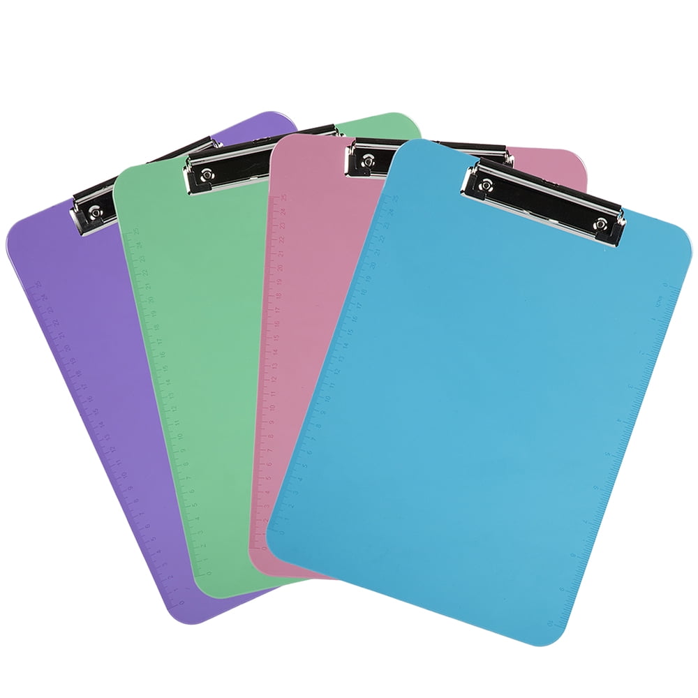 JAM Paper Plastic Clipboards with Metal Clip, 9 x 12 1/2, Multicolor, 4 ...