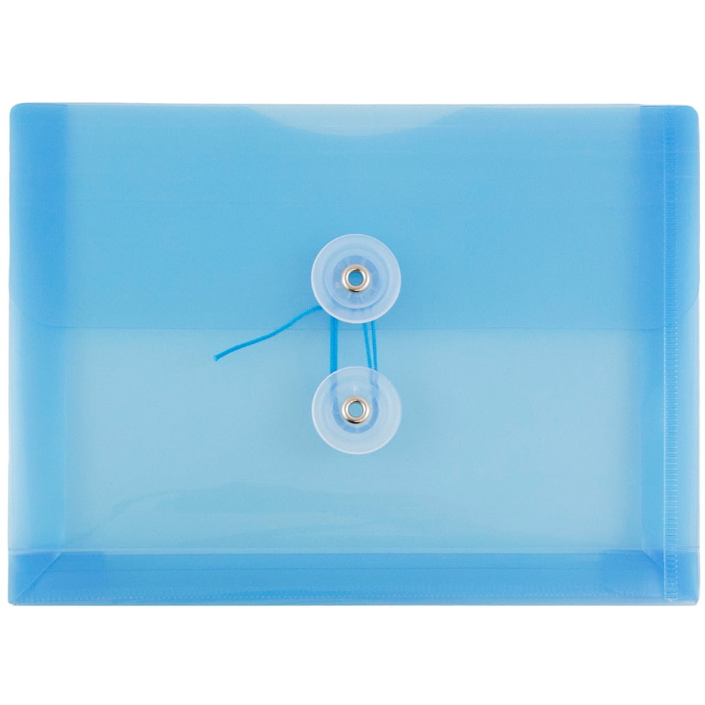JAM Paper Plastic Envelopes, 5 1/2 x 7 1/2, Blue, Button String, 12 ...
