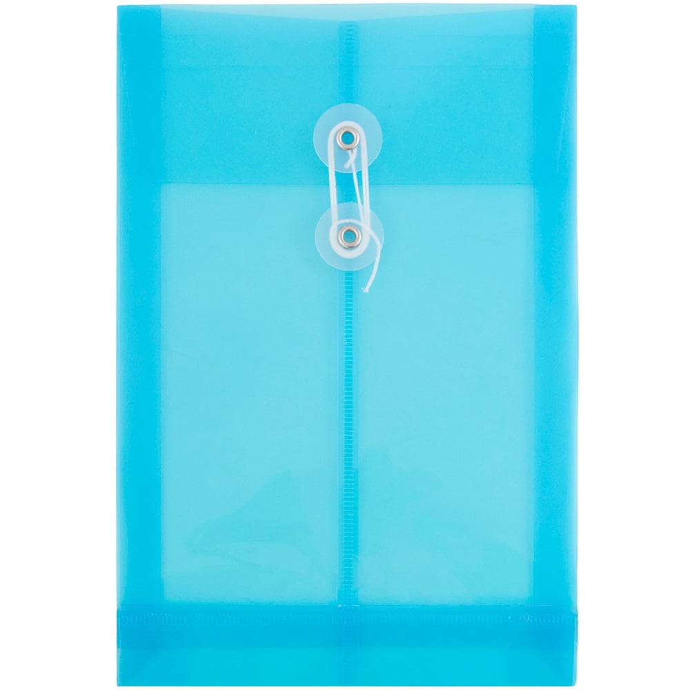 JAM Paper Plastic Envelopes, 6.3x9.3, 12/Pack, Blue, Button String ...