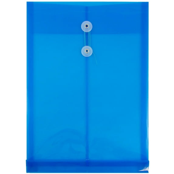 JAM Paper Plastic Envelopes, 9.8x14.5, 12/Pack, Blue, Button String ...