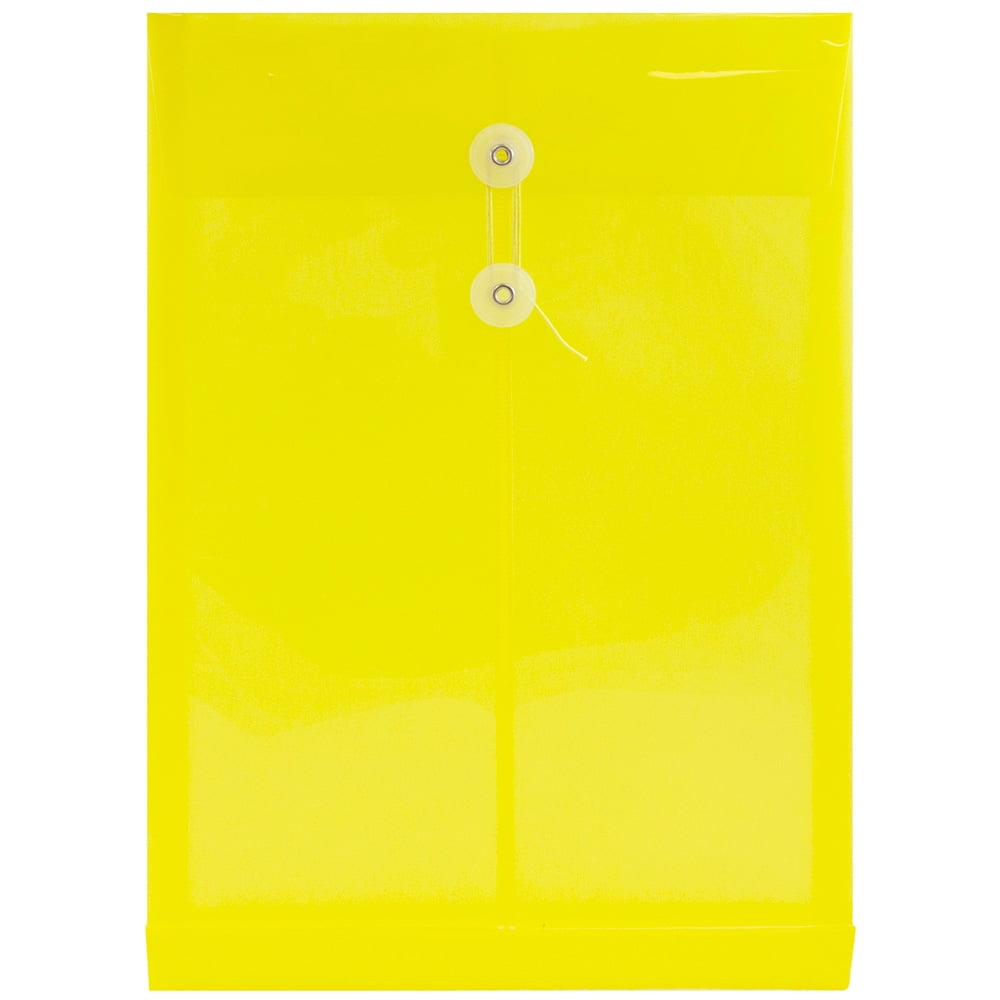 JAM Paper Plastic Envelopes, 9.8x14.5, 12/Pack, Yellow, Button String ...