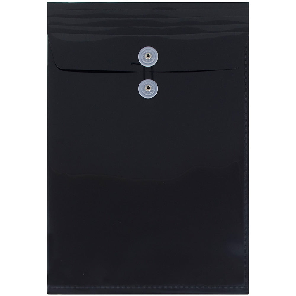 JAM Paper Plastic Envelopes, 9.8x14.5, Black, Button String, Legal Open ...