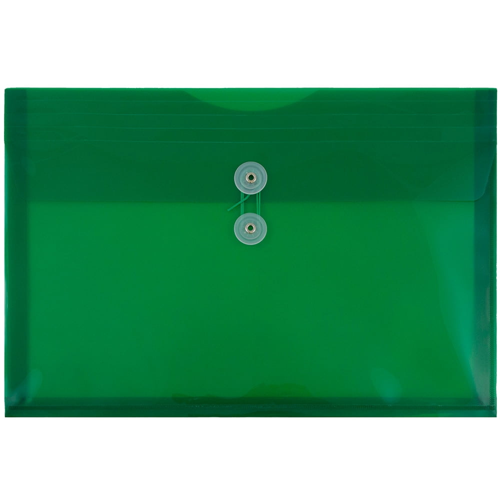 JAM Paper Plastic Envelopes, 9.8x14.5, Green, Button String, Legal ...