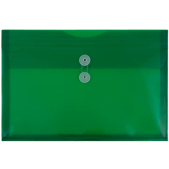 JAM Paper Plastic Envelopes, 9.8x14.5, Green, Button String, Legal ...